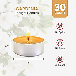 Gardenia Candle Scented Candles Tea Lights Candles - Gardenia Candle - 30 Pack - Gardenia Candle Tea Lights with 3-4 Hour Burn Time Tea Candles - TeaLight Candles for Holiday, Wedding and Home