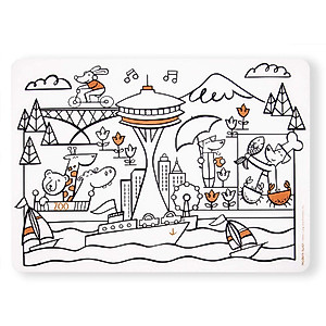 modern-twist 10 x 14 Reusable, Waterproof Coloring Mark-Mat Sheet for Kids, 100% Food-Grade Silicone, Pack of 1, Seattle