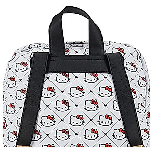 Fast Forward Hello Kitty Allover Leather Backpack - Girls, Boys, Teens, Adults - Officially Licensed Hello Kitty Faux Leather 14 Inch Backpack (White)