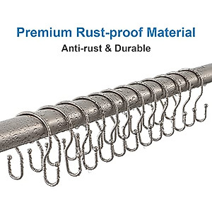 24 Pack Double Shower Curtain Hooks Rings, TENOVEL Double Sided Shower Curtain Hooks Rust Proof for Shower Curtain, Stainless Steel Bathroom Shower Hangers Rings for Shower Rods, Brushed Nickel