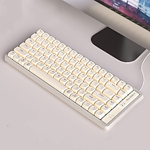 Cmokifuly GK85 Wired Mechanical Keyboard,Bulit-in Noise-Absorbing Pad MDA Profile Keycaps Mechanical Linear Switches Keyboard for Mac/Win System Gaming Keyboard (White)