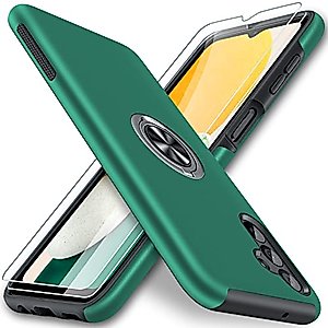 JAME for Samsung Galaxy A13 5G Case, Galaxy A13 5G Case with Screen Protector[2 Pcs], Slim Fit Shockproof Protective Case with Ring Kickstand [Magnetic Car Mount Feature] for Samsung A13 5G- Green
