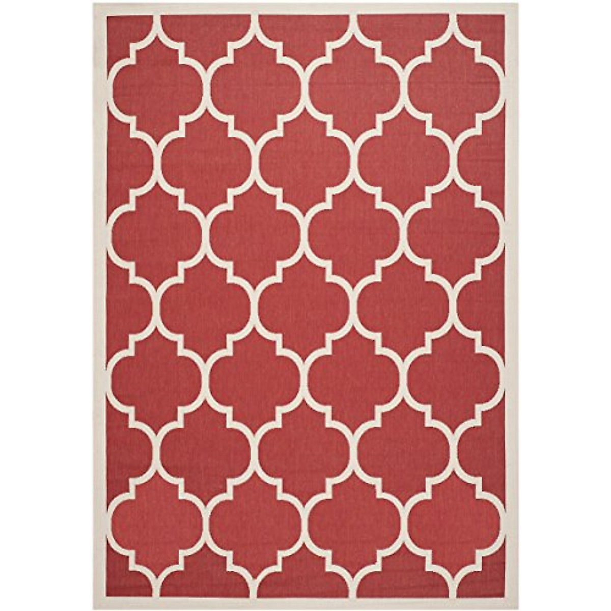SAFAVIEH Courtyard Collection 6'7' x 9'6' Red/Bone CY6914 Trellis Indoor/ Outdoor Patio Backyard Mudroom Area Rug