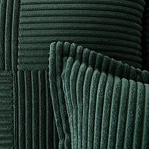 Woaboy Corduroy Pillow Covers 18x18 Inch Dark Green Set of 2 Super Soft Boho Striped Couch Covers Broadside Splicing Decorative Textured Throw Pillows for Cushion Livingroom