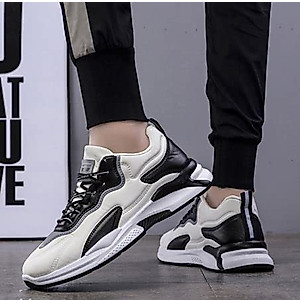 Mens Running Athletic shoes Breathable lightweight comfortable Non Slip sneakers Fashion Tennis sport fitness and protective foot safety with Arch Support Pain Relief Technology (White, us_footwear_size_system, adult, men, numeric, medium, numeric_8)