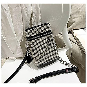 HappyERA Bling Rhinestone Cell Phone Purse Evening Handbag Wallet Crossbody Clutch Bag - Silver