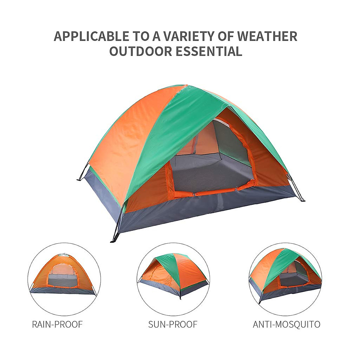 Ochine 1/2/4 Person Camping Tent Family Tents Pops Up Tent Waterproof Windproof Easy Setup Tent Lightweight Dome Tent for Outdoor Camp, Backpacking, Hiking, etc (Ship from USA)