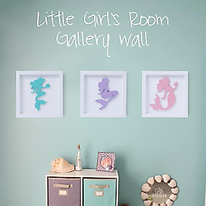 JunyRuny 3D Mermaid Wood Framed Wall Decor, Mermaid Bathroom Decor for Girl, Baby Girl Bedroom Decor, Mermaid Room Decor for Teens Girls, Little Mermaid Nursery Accessories, Hanging Wall Art