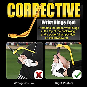 KINGTOP Golf Swing Training Aids Combo- Arm Band, Elbow Correction, Wrist Hinge Trainer, Wrist Brace Band, Leg Rod Corrector, Improve Your Golf Game to The Next Level