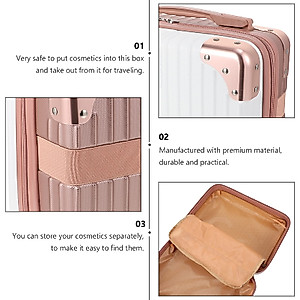 HEALLILY Hand Luggage Suitcase Makeup Suitcase 14 Inch Large Capacity Travel Makeup Train Case Portable Makeup Bag Cosmetic Brush Organizer Artist Storage Bag for Gold and white Makeup Box