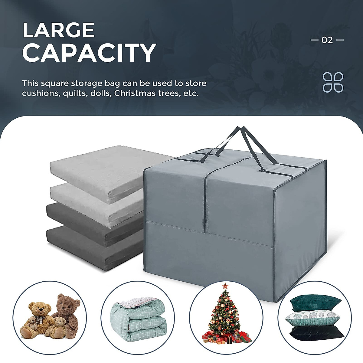 boyspringg Outdoor Cushion Storage Bag, 420D Waterproof Fabric, Outdoor Cushion Storage, 32'' x 32'' x 24'', Patio Cushion Storage Bag for Outdoor Furniture, Cushion, Pillow etc.（Grey）