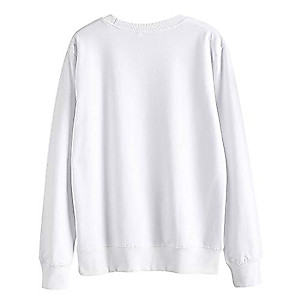 ZAFUL Women's Halloween Skeleton Print Long Sleeve Pullover Sweatshirt Hoodie Tops (1-White, L)