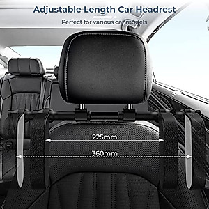 Yoocaa Car Headrest Pillow, Road Pal Headrest, Adjustable Car Seat Head Neck Support, U Shaped Car Sleeping Pillow for Kids & Adults (Black)