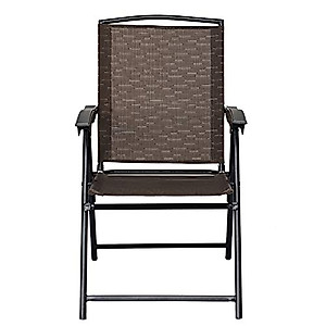Goplus Sets of 4 Folding Sling Chairs Portable Chairs for Patio Garden Pool Outdoor & Indoor w/Armrests and Adjustable Back