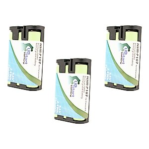 3 Pack - Replacement for Panasonic KX-TGA600S Battery - Compatible with Panasonic HHR-P107 Cordless Phone Battery - Compatible with KX-TGA600B PQSUHGLA1ZA KX-TG6051M KX-TGA510M KX-TG6021M