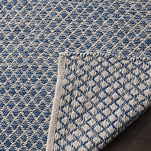 SAFAVIEH Montauk Collection Area Rug - 6' x 9', Blue & Ivory, Handmade Cotton, Ideal for High Traffic Areas in Living Room, Bedroom (MTK601B)