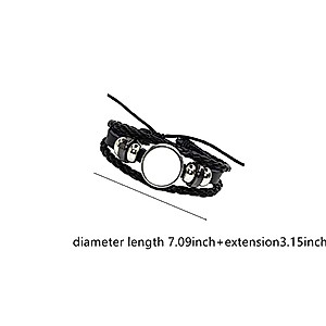 Twin Six Anime Cartoon Cosplay Metal/Leather Hand Chain Bracelets, Gifts for Women and Men (Black Leather)