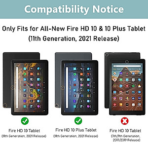 Keyboard Case for Kindle Fire HD 10 and Fire HD 10 Plus Tablet (2021 Release 11th Generation) Slim Smart Cover with Detachable Bluetooth Keyboard for Fire HD 10 & HD 10 Plus