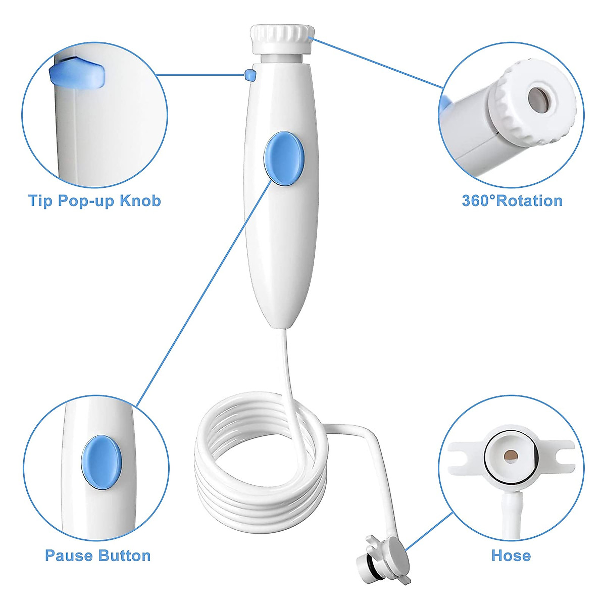 IIYL Oral Hygiene Accessories Water Hose Plastic Handle Compatible for Waterpik Oral Irrigator Wp-100 WP-900, Pack of 1 Handle/Hose…