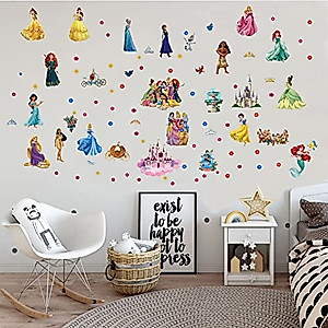 KEOJUE Princess Wall Decals Stickers, Peel and Stick Wall Decals for Girls Room Removable Wall Art Decor for Baby Nursery Girls Bedroom