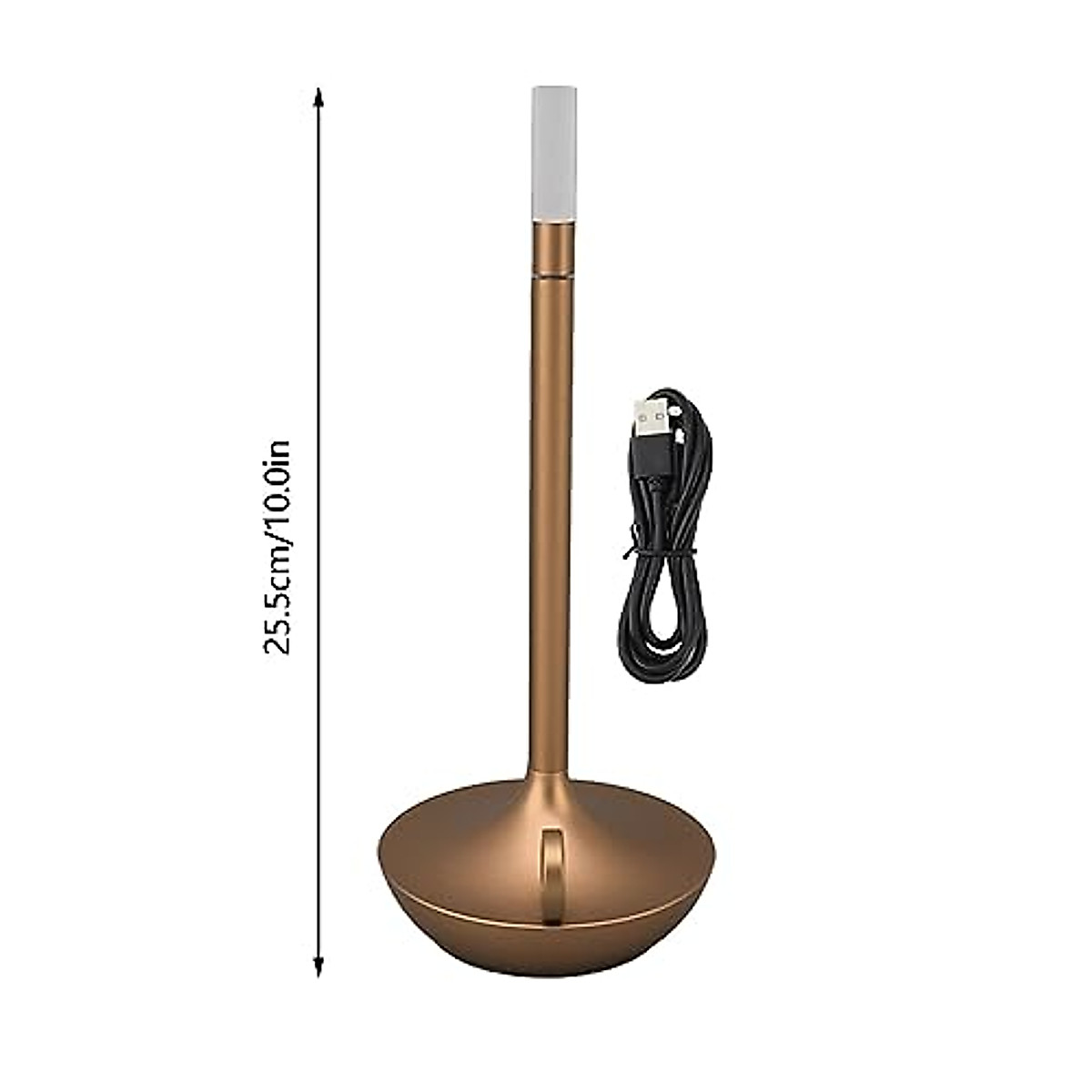 Cordless Table Lamp - Innovative Candle Shape, Rechargeable LED Desk Lamp with 3 Levels Brightness, Stylish Appearance for Home Decor (Gold)