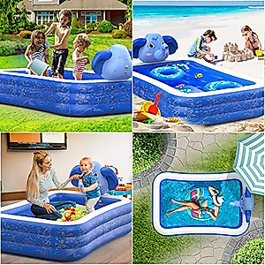 Hamdol Inflatable Swimming Pool, Kiddie Pool with Sprinkler, 99" X 72" X 22" Full-Sized Family Blow up Pool for Kids Toddlers Adults, Lounge Above Ground Pool for Backyard Indoor Outdoor for Age 3+
