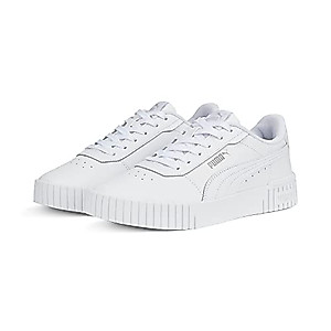 PUMA Women's CARINA 2.0 Sneaker, Puma White-Puma White-Puma Silver, 7.5