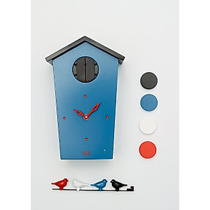 KOOKOO BirdHouse Blue, modern design cuckoo clock with 12 natural bird voices or cuckoo call