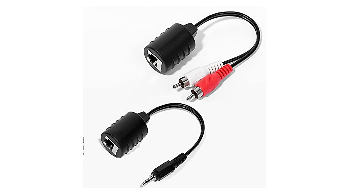LINESO Stereo DC3.5mm to RCA Balun for Long-Distance Audio Transmission