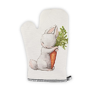 Kitchen Oven Mitts and Pot Holders Sets,Spring Cute Bunny Rabbit Print Oven Gloves and Potholders,Heat-Resistant Oven Gloves and Hot Pads for Cooking,Baking Grilling Spring/Summer.Gift Present
