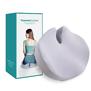 Foamula Seat Cushion for Office Chairs, Memory Foam Sciatica Pain Relief Pillow, Seat Cushion for Hip, Tailbone, Coccyx Pain, Desk Chair Cushion for Office, Home Chair, Gaming Chair, Car, Wheelchair