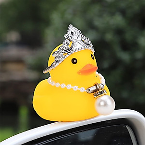 wonuu Car Duck Rubber Duck Car Ornaments Duck Car Dashboard Decorations with Mini Crown and Necklace, C-Female Crown