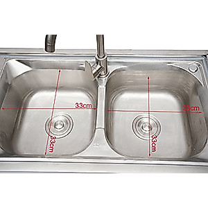 CNCEST 2 Compartment Stainless Steel Commercial Kitchen Prep & Utility Sink w/ Faucet,Fit For Commercial Restaurant Kitchen (2 Compartment Bowl (120x81x45cm))