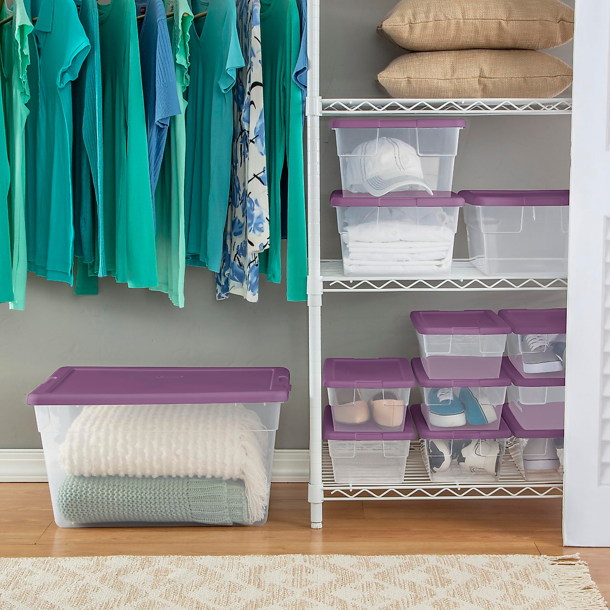 Sterilite Set of (5) 6 Qt./5.7 L Storage Boxes, Moda Purple, 6 Pack