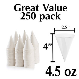 Upper Midland Products 250 Snow Cone Paper Cups Eco Friendly 4.5 Oz