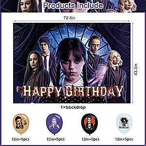 Wednesday Addams Party Banner,Wednesday Addams Backdrop 7x5 Wednesday Addams Background Addams Themed Backdrops for Party Supplies Addams Background Birthday