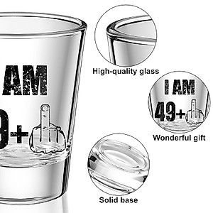 2 Pieces Middle Finger Shot Glass 2oz Black Funny Birthday Party Wine Glasses Present for Women and Men Celebrate Turning Birthday Decoration (49 Plus 1 Style)