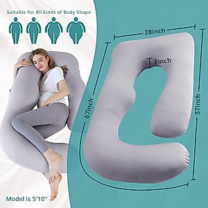 Sasttie Pregnancy Pillows for Sleeping, U Shaped Cooling Full Body Pillow Pregnancy Must Haves, Maternity Pillow for Pregnant Women, Pillow with Removable Cover for Side Sleeper, Light Grey