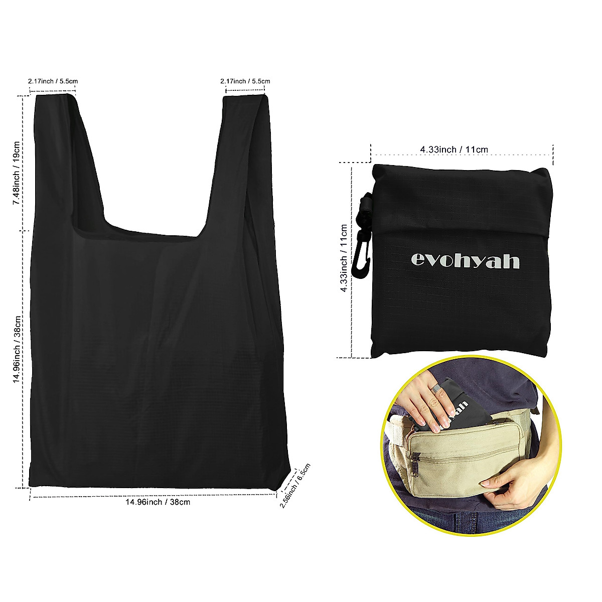 2 Pcs Evohyah Shopping Bags Reusable Grocery Tote Bags Kitchen Reusable Grocery Bags S-XLarge 50LBS Ripstop Geometric Fashion Recycling Bags Folding Storage Bag Machine Washable Nylon Bags