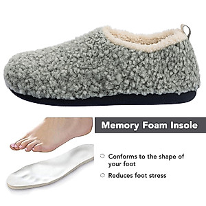 RockDove Women's Nomad Soft Faux Shearling Closed Back Memory Foam Slipper, Size 11-12 US Women, Light Grey