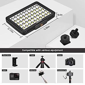 Commlite CM-L50 LED Camera Video Light, 50 LED 5700-6000K Dimmable Mini Panel Light for Smartphones and Cameras, fit for Canon, Sony, Nikon, iPhone, Samsung, Huawei Phones