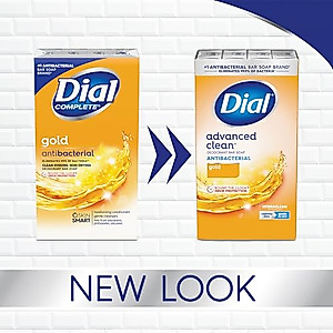 Dial Antibacterial Deodorant Bar Soap, Advanced Clean, Gold, 4 Oz, 32 Bars
