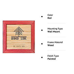 Rustic Wooden Square Picture Frame 12x12 - Natural Eco Distressed Wood Wall Mounting Photo Frame - Red