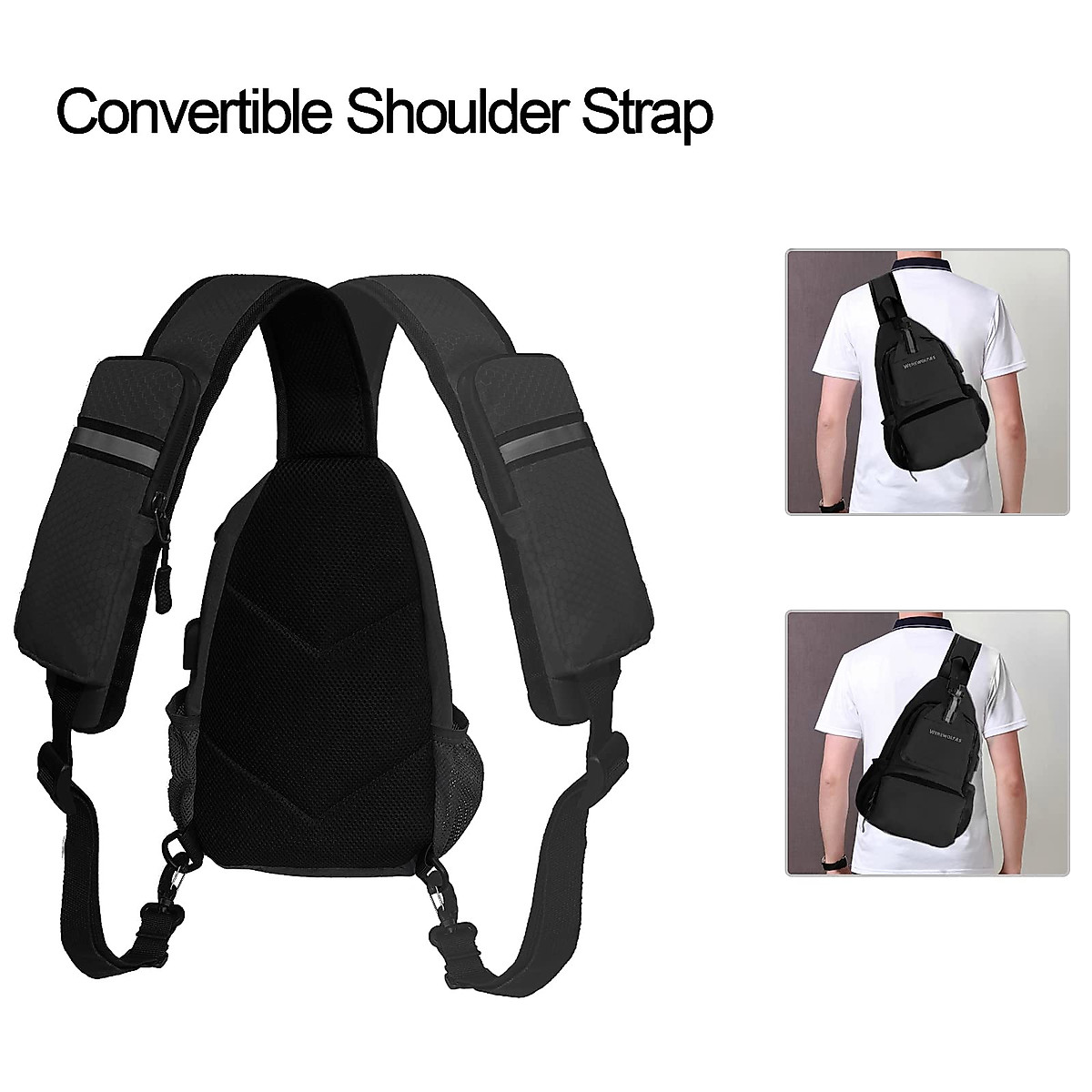 WEREWOLVES 15L Sling Bag Crossbody Backpack Shoulder Chest Bag Daypack for Hiking Traveling (black)