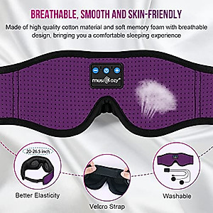 MUSICOZY Sleep Headphones Bluetooth Headband Breathable 3D Sleeping Headphones, Wireless Music Eye Mask Earbuds for Side Sleepers Women Office Air Travel Cool Tech Gadgets Unique Gifts, Pack of 2