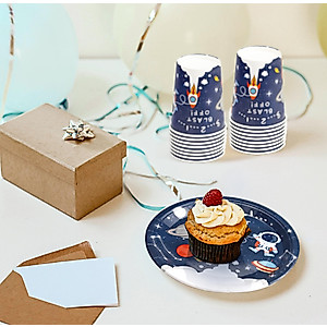 HIPEEWO Space Birthday Decorations Tableware Boys - Outer Space Theme Party Supplies, Paper Plates, Napkin, Cup, Cutlery, Galaxy Space Astronauts Theme Party Decorations For Baby Shower | Server 24