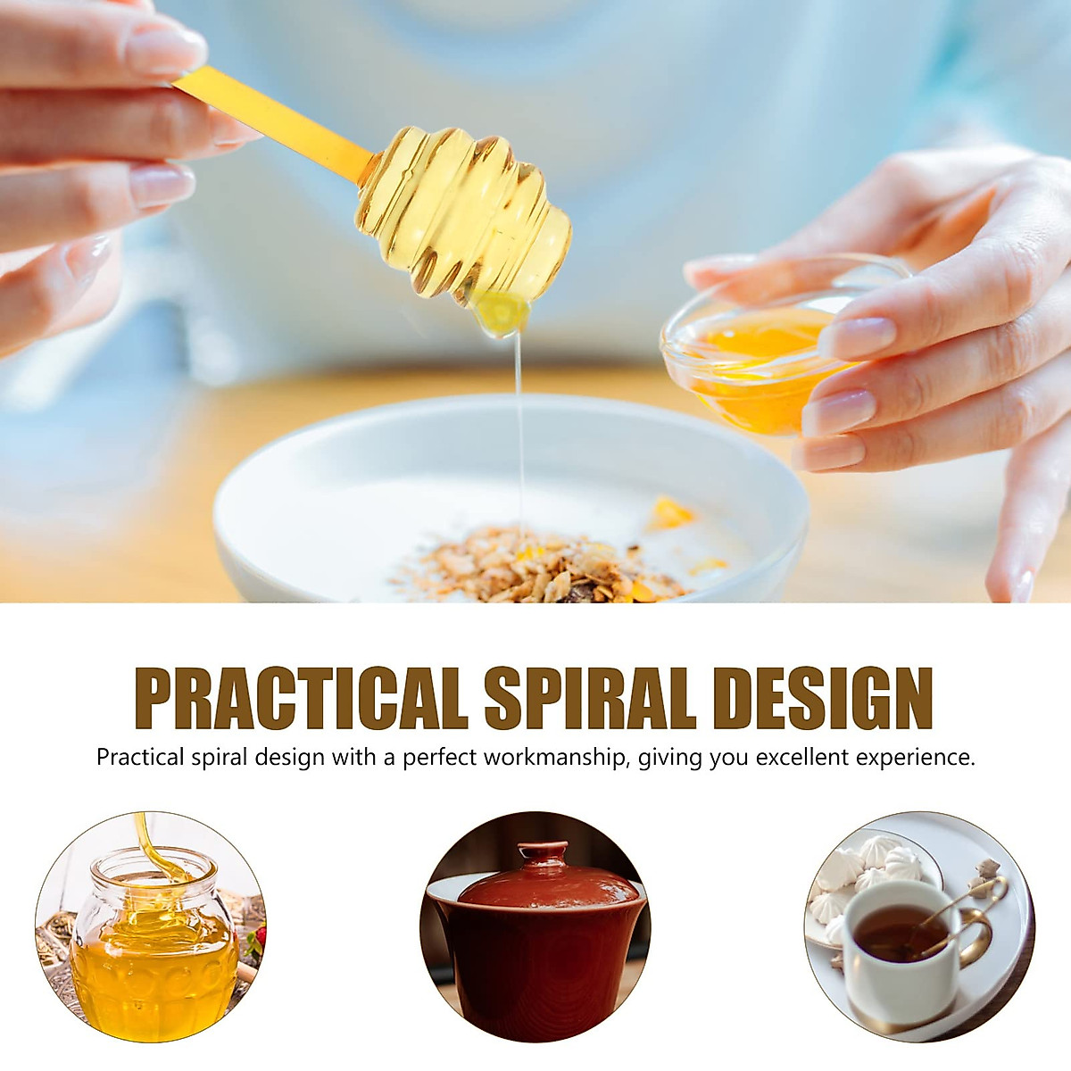 Kichvoe Honey Dipper Glass Honey Stick Honey Spoon Dipper Stick Honey Jam Syrup Stirring Wand Honey Server Spoon for Honey Pot Jar Containers Honey Dispenser