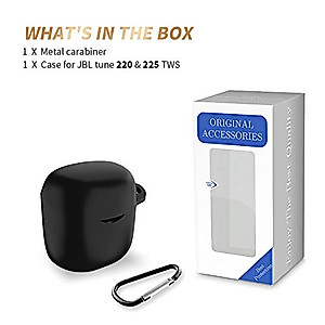 Case for JBL Tune 225/220TWS, WQNIDE Silicone Case Cover Skin, [with Carabiner] Scratch Proof&Shockproof for JBL Tune 225TWS True Wireless Earbud Headphones (Black)
