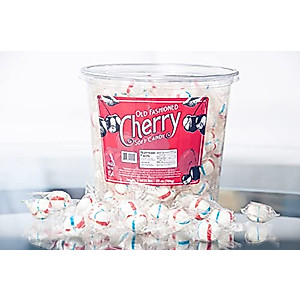 Stewart Old Fashioned Cherry Flavored Pure Sugar Candy Puff Balls - Individually Wrapped Candy Snack, Fat-Free, Cholesterol-Free, Gluten-Free, Made in the USA - 27oz Tub