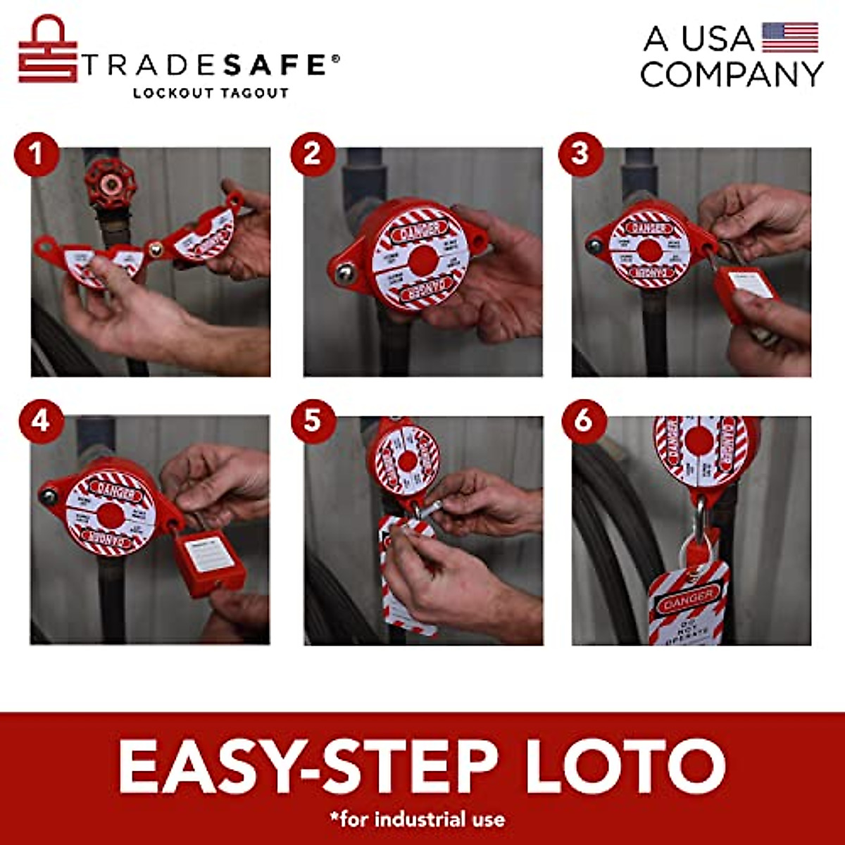 TRADESAFE Gate Valve Lockout - 2 Pack Valve Lockout Device for 1 inch to 2-1/2 inch Diameter Valve Handles, OSHA Compliant Lockout Tagout Valve for Professional and Industrial Use